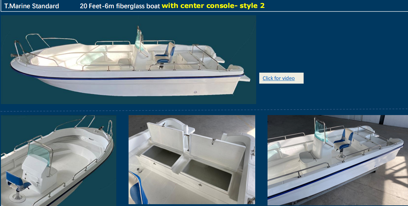 20Ft Center Console Fiberglass dinghy small leisure boats for sale ...